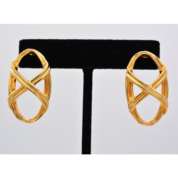 Unbranded | Jewelry | Vintage X Dangle Earrings Bright Shiny Gold Tone ...